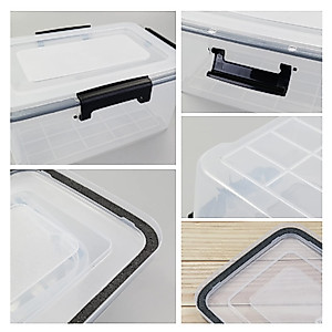 Morcte 6-Pack Clear Storage Box with Gasket Seal Lid, 12 Quart Plastic Gasket Box with Tight Latch and Seal, Stackable Nestable Tote Tub