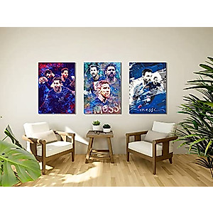 Famous Football Superstar Messi Set of 3 Poster Prints Wall Decor Bedroom for Living Room Sport Room Gift for Fan Football Size 11.7x16.5 inch UNFRAME