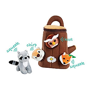 Etna Friends of the Forest Talking Treehouse Playset - 5 Plush Woodland Animals with Carry Case