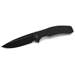 Miguron Knives M Velona Flipper Folding Knife 3.5" Small Version 14C28N Black PVD Blade Black G10 Handle Pocket Knife MGR-8003BKS