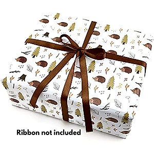 Stesha Party Woodland Wrapping Paper Hedgehog Gift Wrap - Folded Flat 30 x 20 Inch 3 Sheets