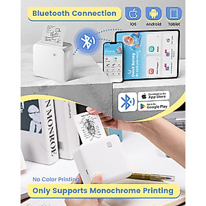 Memoking Photo Sticker Printer Machine - 2" Mini Printer - HD 300dpi Sticker Maker Machine for Pad&Phone - M02 Pro Portable Mini Pocket Thermal Printer White - Inkless Bluetooth Printer for Photos,DIY