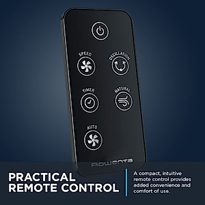 Rowenta Urban Cool Silent Tower Fan with 3 speeds, oscillation, remote control, timer, 3 Speeds, Black + Wood Effect