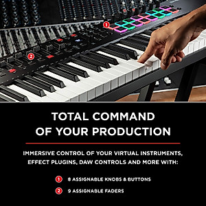 M-Audio Oxygen Pro 61 – 61 Key USB MIDI Keyboard Controller With Beat Pads, MIDI Assignable Knobs, Buttons & Faders and Software Suite Included
