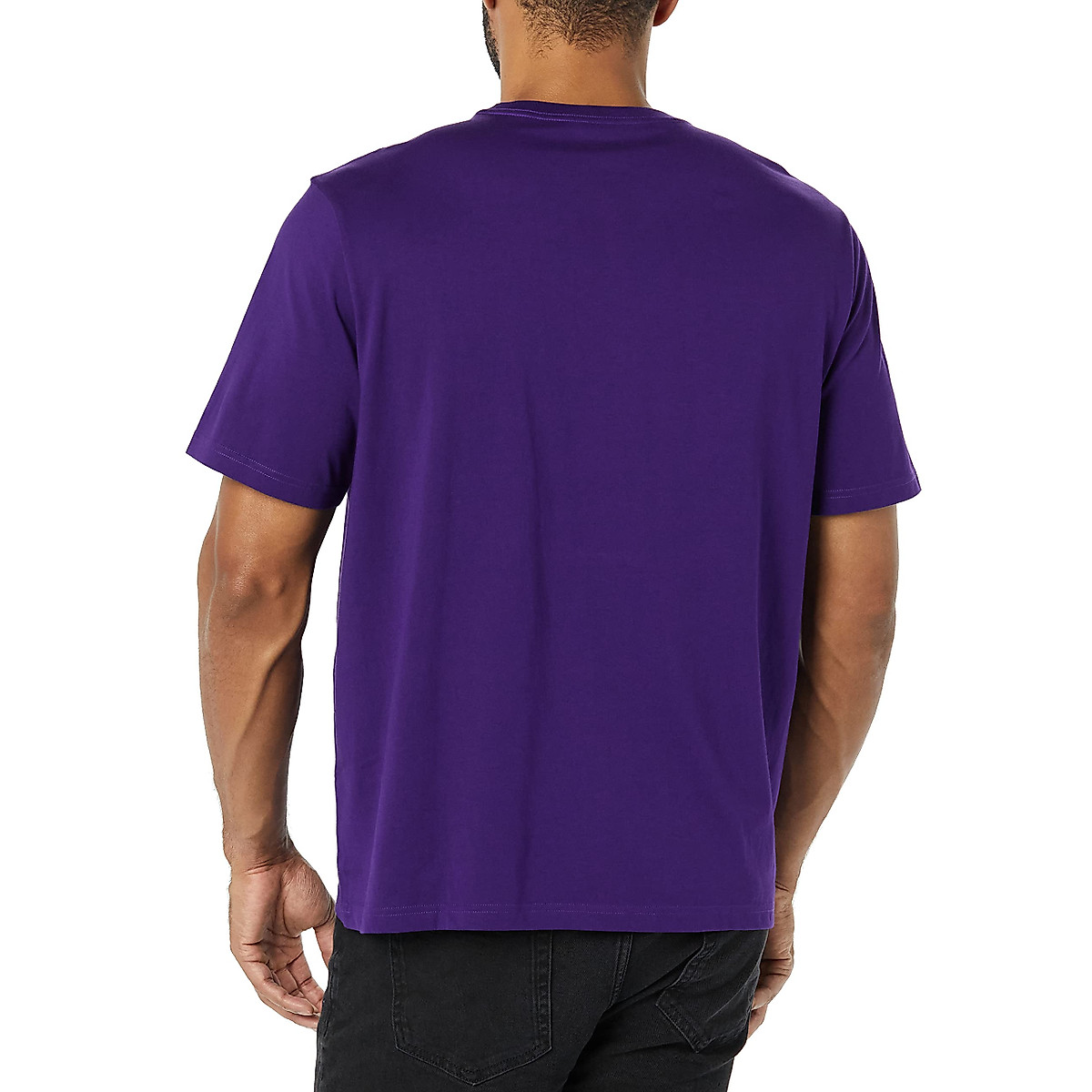 Amazon Essentials Men's Regular-Fit Short-Sleeve Crewneck Pocket T-Shirt, Pack of 2, Black/Dark Purple, Medium