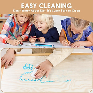 HAPPYMATY Kids Table and Chair Set, Height Adjustable Toddler Table and 6 Chairs Set for Ages 2-12, Graffiti Desktop, Non-Slip Legs, Arts & Crafts Table, Children Activity Table for Daycare Classroom