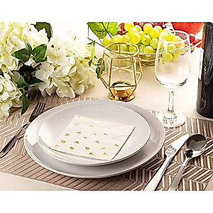 Valentine's Paper Napkins for Party Supplies (White, Gold Foil, 5 In, 50 Pack)