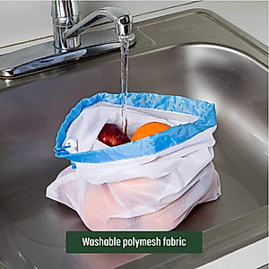 Goodful Reusable Mesh Produce Bags, Washable, Breathable and See-Through with Colorful Drawstring Toggle Closures, For Grocery Shopping, Fruits, and Vegetable, 12 Pack, Multicolor