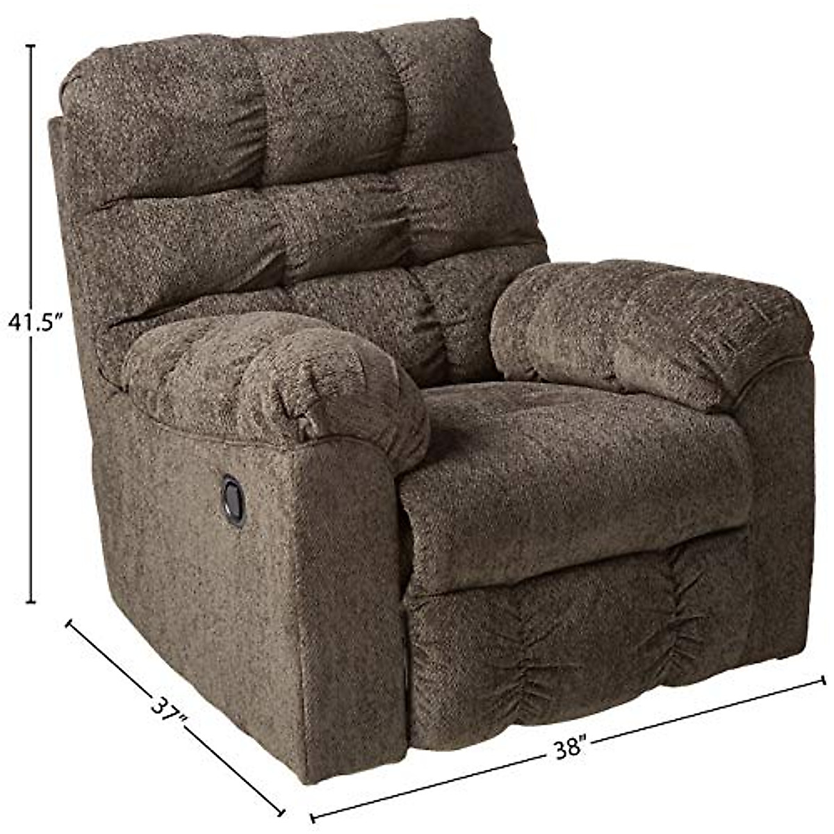 Signature Design by Ashley Acieona Oversized 360-Degree Manual Swivel Rocker Recliner, Dark Gray