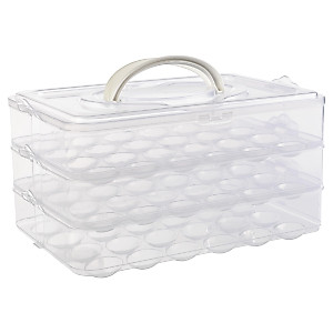 Classic Cuisine Egg Container for Refrigerator - Large-Capacity Egg Holder with Lid and Handle - Carrier for 72 Fresh, Store Bought or Deviled Eggs