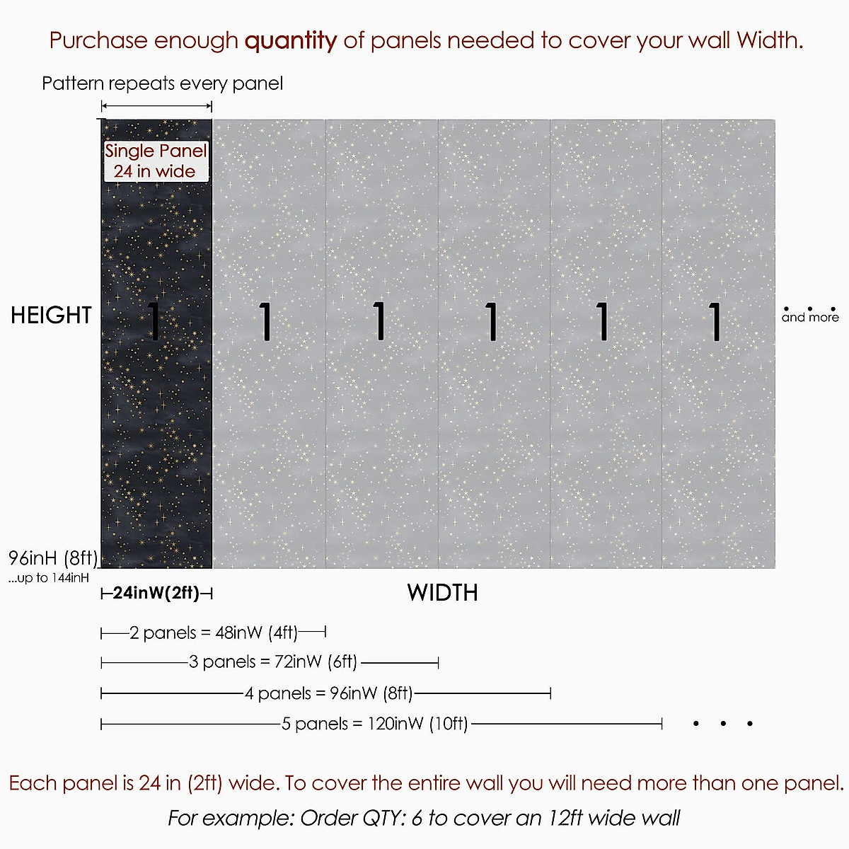 Coloritto Starry Night Peel and Stick Wallpaper | Removable Self Adhesive Space Wallpaper | Kid's Room Interior | Peel and Stick Wallpaper (Sample 12" W x 8" H)