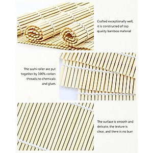 JIALEEY Bamboo Sushi Rolling Mat, 9.5x9.5 Inch, 4 PCS Set