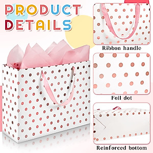 8 Pcs 16'' Extra Large Gift Bags Metallic Dots Present Bags with Handles and Paper for Wedding Holiday Birth Party (Colored)