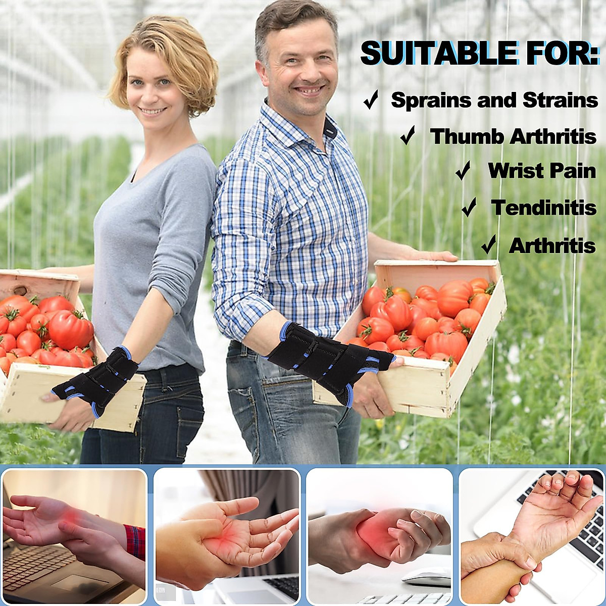 VISKONDA Wrist Brace Thumb Immobilizer Splint Support for De Quervain's Tenosynovitis,Carpal Tunnel Syndrome,Stabilizer for Arthritis,Wrist ganglion cyst,Sprains,Pain Relief (Left Hands, Small)