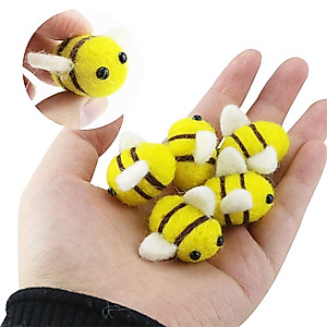 Owevvin 15 Pack Wool Felt Bumble Bee Cute Bee Craft Ball Nursery Perfect for Baby Room Shower Gift Decorations or Costume Accessories