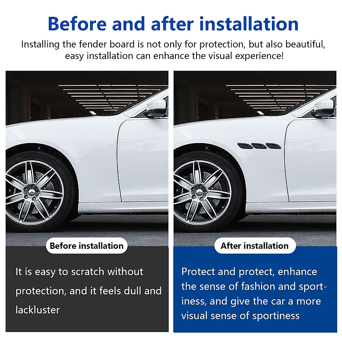 Hawyet Pack-6 Car Side Vent Stickers, ABS Shark Gills Stickers, 4.25" x 1.45" Air Flow Fender Trims, Three-Dimensional Auto Decorations, Universal for Most Cars, Trucks, SUVs (Black)