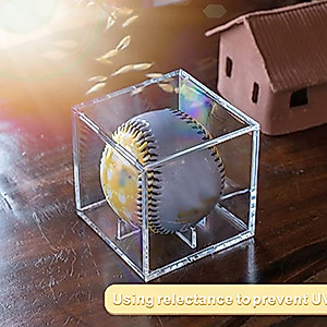 Baseball Display Case Acrylic Cube - UV Protected Acrylic Baseball Holder, Display Case for Autographed Baseball, Tennis Ball, Golf Ball, Billiard Ball, Memorabilia Display Cases (1 Pack)