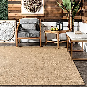 nuLOOM Easy-Jute Nakia Solid Indoor/Outdoor Area Rug, 9' 6" x 12', Natural