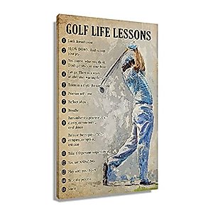 Autlry Vintage Golf Poster Quotes Wall Art Motivational Canvas Inspirational Pictures Print Art Education Golf Painting Decoration for Guys Christmas Gift Unframed 16x24 inch(40x60cm)