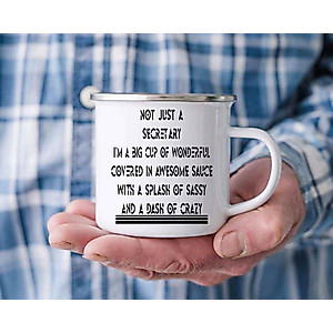 Inspirational Gift Secretaries Appreciation Gift, for Administrative Professionals Day - Big with Humor and Sauce, 12 Oz White Stainless Steel Camping Mug