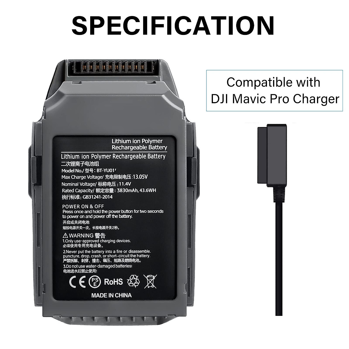 Satonaka 2 Pack Mavic Pro Battery, FB1-3830mAh-11.4V Intelligent Flight Replacement Batteries for DJI Mavic Pro, DJI Mavic Pro Platinum, DJI Mavic Pro Alpine White（Not for Mavic 2 Drone）