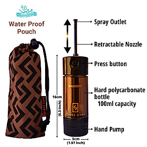CIRCE CARE Portable Travel Bidet with Pressure Pump, No Battery, No squeezing; Mini Eco Handheld Personal Bidet Sprayer; for Camping & Outdoors; Peri Bottle for Postpartum, Hemorrhoid, Perineal Care