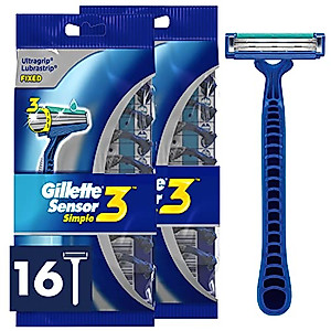 Gillette Sensor3 Simple Men’s Disposable Razors, 16 Count