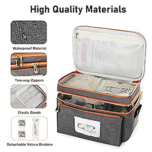 Wearable Breast Pump Bag, Breastfeeding Pump Bag, Adjustable Velcro Compatible with Breast Pumps for Momcozy, Medela, Lansinoh, Elvie, Willow, 2 Layer Breast Pump Carrying Case with Waterproof Pad