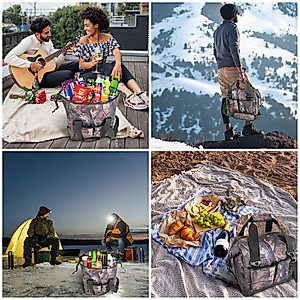 KRIYNAA Insulated Cooling Bag, Double-Layer Large Insulated Lunch Bag(18L), Leak-Proof Collapsible Shoulder Cooler, Suitable for Men and Women Working Picnic, Beach Travel (Leaf Camouflage)