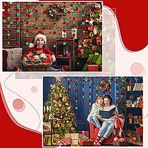 Marspark 8 Pack Green and Red Circle Dots Garland Christmas Party Decorations Banners Door Streamer Paper Banner for Birthday Baby Shower Holiday Decorations, 105 Feet in Total