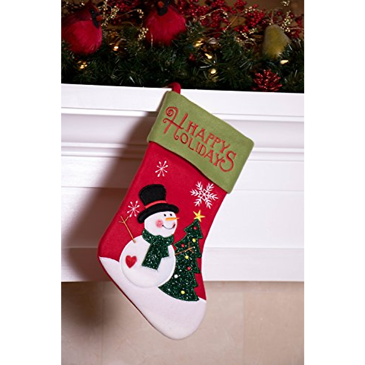 Clever Creations Happy Holidays Snowman Christmas Stocking for Kids, Teens, & Adults | Holiday Decor Theme | Perfect for Small Gifts, Stocking Stuffers, & Candy | Measures 16" Tall