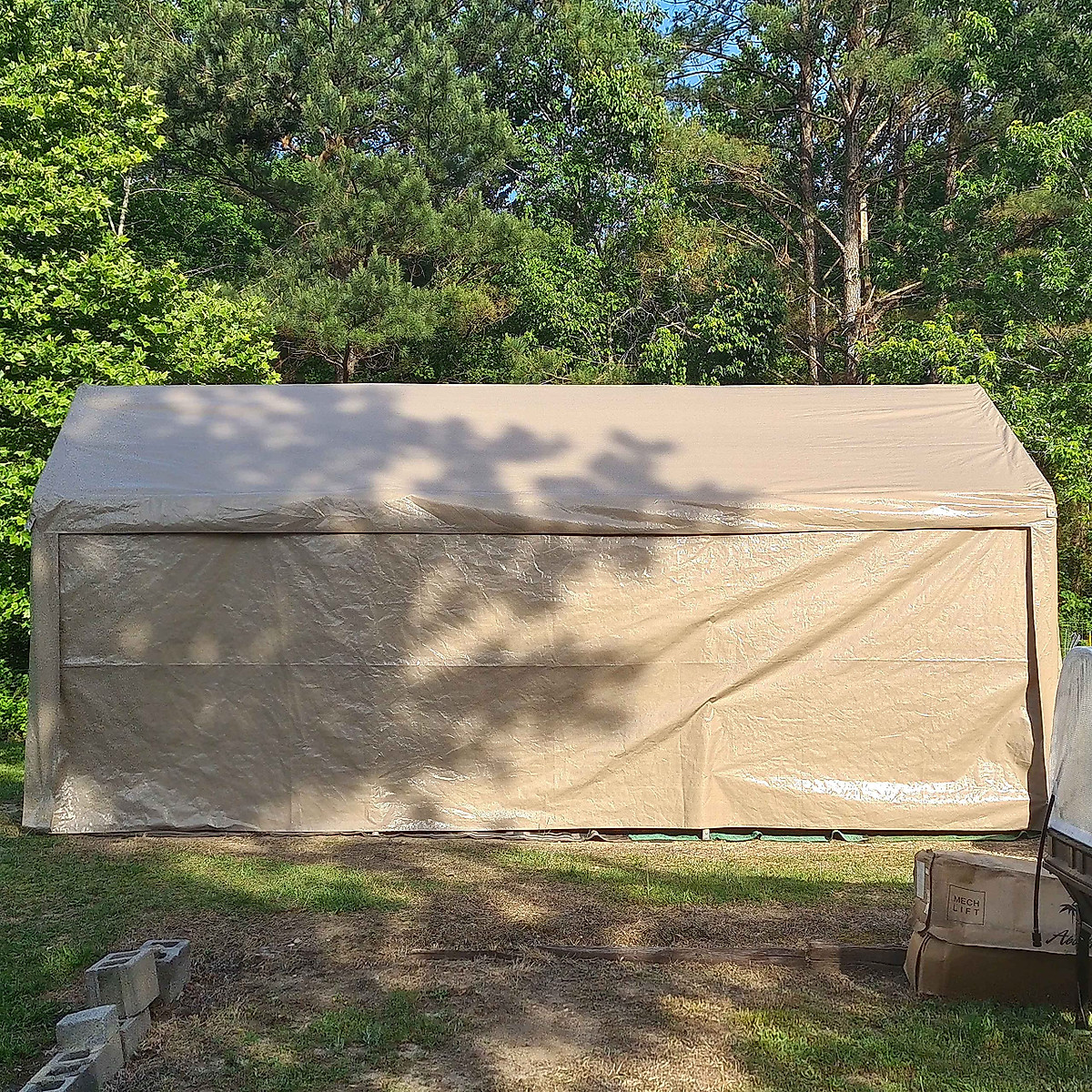 ALEKO Carport | Outdoor Event Tent | Carport Garage Canopy | Shelter Storage with Sidewalls | 10 x 20 x 8.5 Feet | Beige