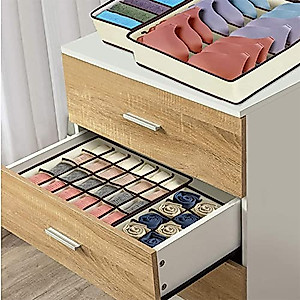 Set of 4 Closet Drawer Organizers Underwear Drawer Organizers for Large Bras, Foldable Cloth Organizers and Storage for Clothing, Socks, Underwear, Ties,Green