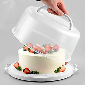 NVAZIOP Large 10 Inch Cake Carrier Keeper Stand with Handles and Lids Container for Transport Cake Holder Tray with Cover Round Cupcake Storage Kitchen Cooking Box
