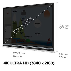 ViewSonic IFP7550 75" 2160p 4K Interactive Display, 20-Point Touch, VGA, Display-Port, HDMI