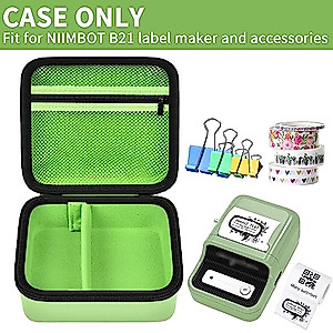 ALKOO Case Compatible with NIIMBOT B21 Label Maker Wireless Thermal Label Printer, Holder for Inkless Label Maker & Labeling Tapes Refills, with Mesh Pocket for Cable Accessories