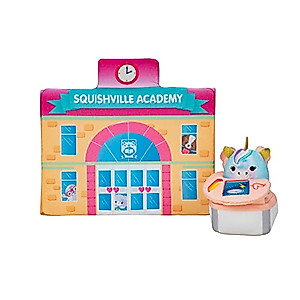 Squishville by Original Squishmallows Deluxe Academy Playset - Includes 2-Inch Eunice The Unicorn Plush, School Desk, Locker, and School Playscene - Toys for Kids