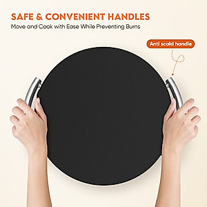 BOEASTER Commercial Crepe Maker, 16" Non-Stick 2000W Electric Crepe Machine Adjustable Temperature Control, Thickened Cast Iron Cooking Surface Pancakes Maker Griddle with Handle