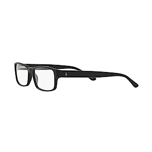 Polo Ralph Lauren Men's PH2065 Rectangular Prescription Eyewear Frames, Matte Black/Demo Lens, 54 mm