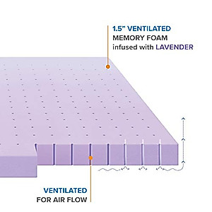 Best Price Mattress Queen Mattress Topper - 1.5 Inch Lavender Infused Memory Foam Bed Topper Cooling Mattress Pad, Queen Size