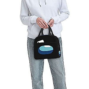 Qxuzizh Lunch Box Black Portable Insulated Lunch Bag Game Lunch Cooler Tote Bag Lightweight Handbag for Boys Girls Women Men