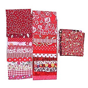 liuqingwind 50Pcs Cotton Fabric DIY Handmade Patchwork Quilting Sewing Craft Scrapbook Cloth Sewing Tissue to Patchwork,Quilting Squares Bundles Red