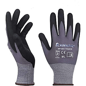 DS Safety NP1001 Nitrile Work Gloves,Spandex Liner Nitrile Coated, 3 Pairs (S)