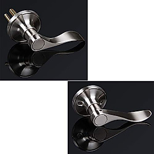 Gobrico Wave Style Euro Lever Handle Passage Door Lock Hall and Closet Leverset Lockset,Satin Nickel Finish,Keyless Non Locking,1Pack