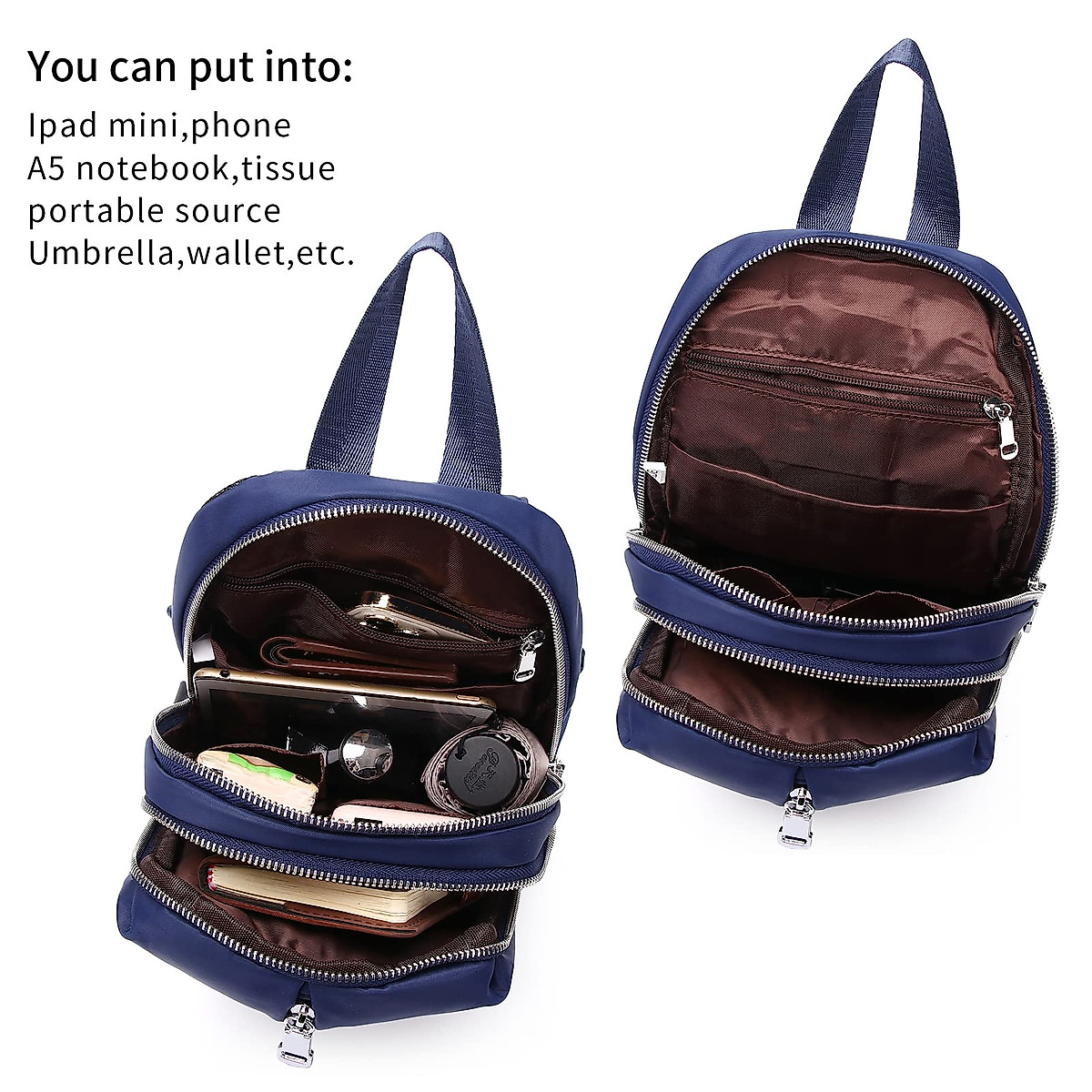 Crossbody Backpack For Men Waterproof Sling Bag With Usb Charger Port Cross Chest Shoulder Daypack Hiking Travel Body Bag Mens (Blue)