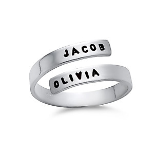 By Hannah Design Twist Stacking Solid Sterling Silver and Gold Personalized Ring (sterling-silver)