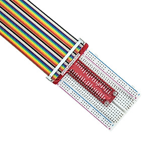 REXQualis Accessories kit Compatible with Raspberry Pi 4 3B+ 3B 2B B+ A+ Zero w/Solderless Breadboard + GPIO T Type Expansion Board + Jumper Wires + Rainbow Ribbon Cable + Resistors