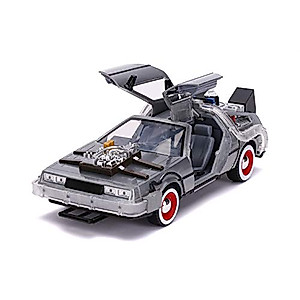 JADA TOYS, Back to The Future Part III: Time Machine with Light-up 1:24 Scale Vehicle, Unisex Adult Silver