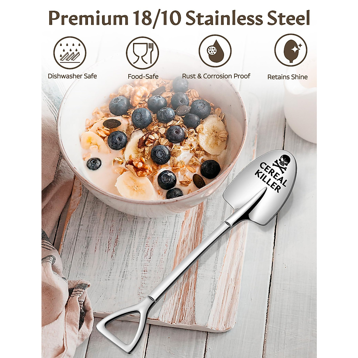 Funny Christmas Gifts for Men Stocking Stuffers, Mens Birthday Gifts for Him, Boyfriend, Husband, Unique Gifts for Dad, Grandpa, Gag Gifts Cereal Killer Spoon