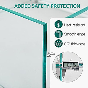 Yaheetech Gas Fire Pit Wind Guard for Square Fire Table, 15 x 15 x 6.5 inch Clear Tempered Wind Guard for Firepits, Thick Square Glass Shield, Glass Panel with Hard Aluminum Corner Bracket & Feet